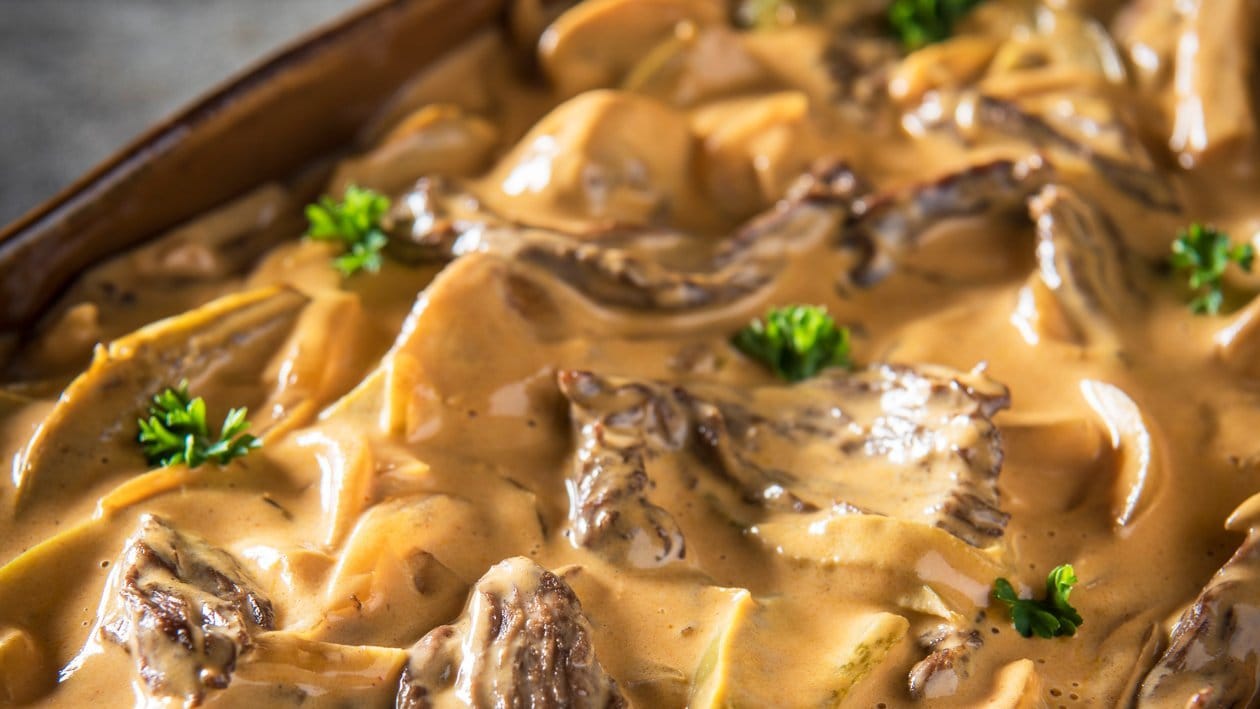 Traditionele boeuf stroganoff met Wodkasaus - Recept