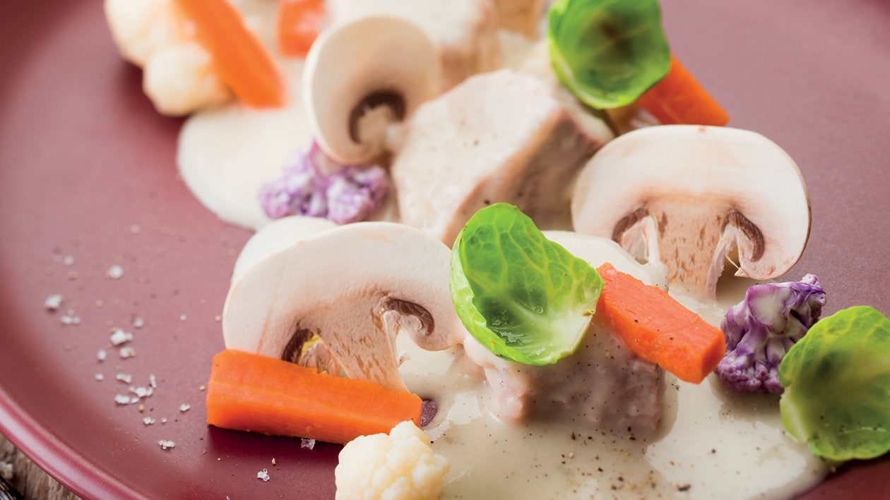 Kalfsblanquette, bloemkoolcrème met vanille - Recept